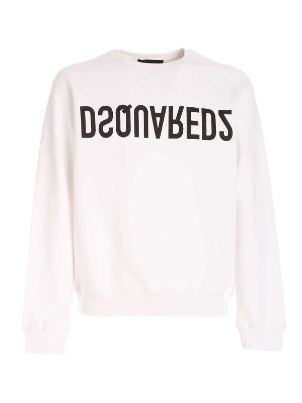 Felpe e maglie Dsquared2 - Felpa girocollo bianca con stampa logo ... Felpe e maglie Dsquared2 - Felpa girocollo bianca con stampa logo ...