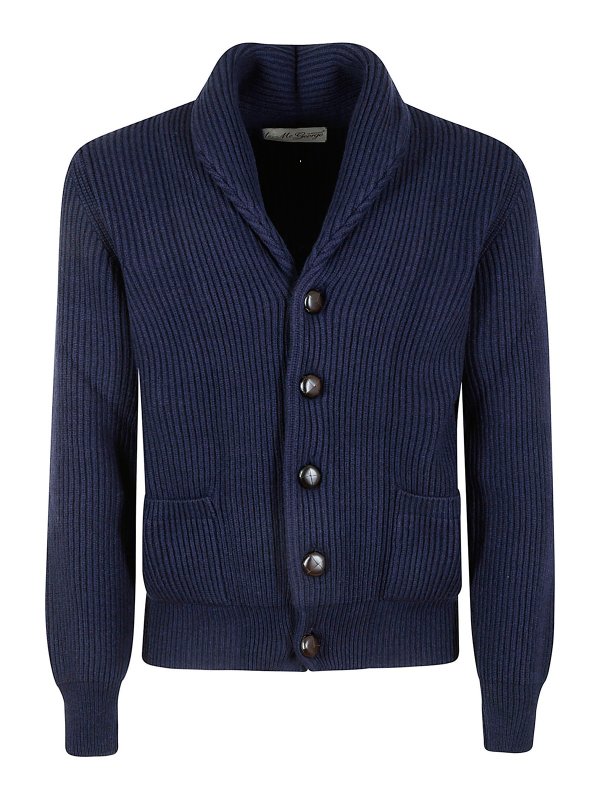 McGeorge of Scotland Shawl collar cardigan - Blue|HAMILTON1204