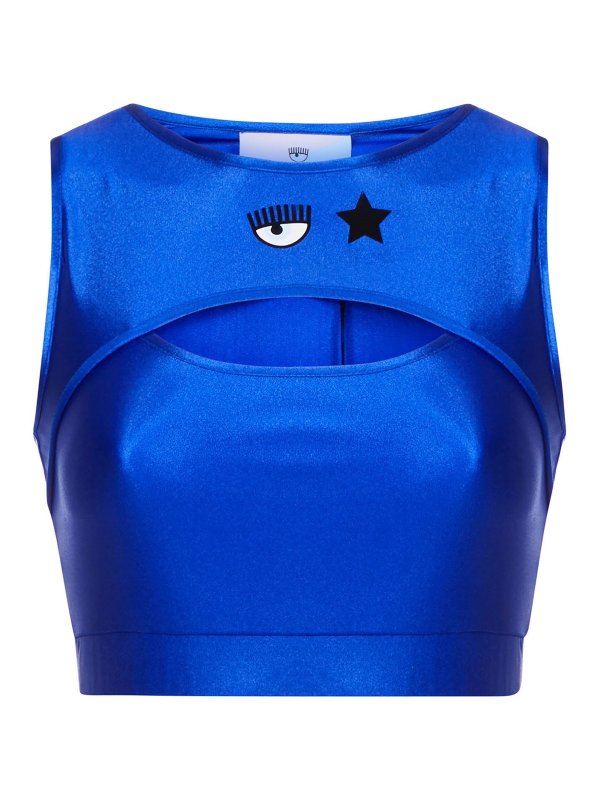 Chiara Ferragni Logo cut-out crop top - Blue | 73CBM265J0036215