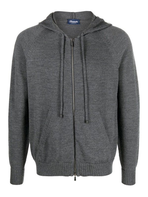 Drumohr Merino wool zip-up cardigan - Grey - Men | D7M220Z671