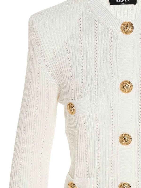 Balmain Logo buttons knit cardigan - White | AF1KL005KB390FA