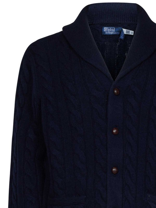 Cardigans Polo Ralph Lauren - Navy Blue Cable-Knit Wool & Cashmere Cardigan - 710917036001