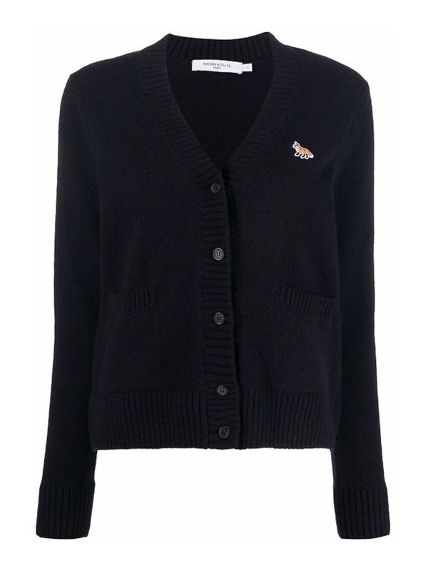 Maison Kitsuné baby fox-patch v-neck cardigan | HW00503KT1006P480