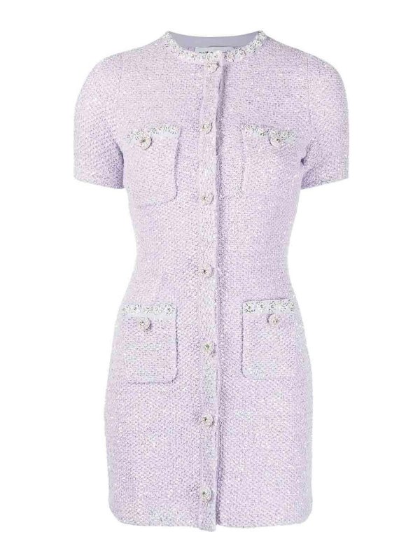 Knee length dresses Self Portrait - sequin-embellished knitted ...