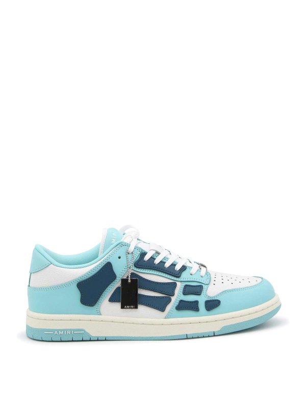 Amiri Light blue leather bones low top sneakers | PF23MFS025533