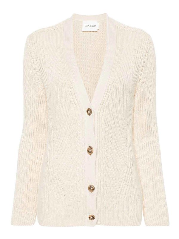 Closed Organic cotton v-neck cardigan - White | C9624795122218