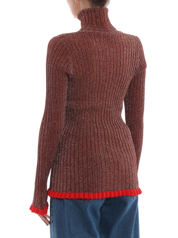 Chloe' All-over lurex inserts ribbed slim turtleneck | CHC18AMP57630237