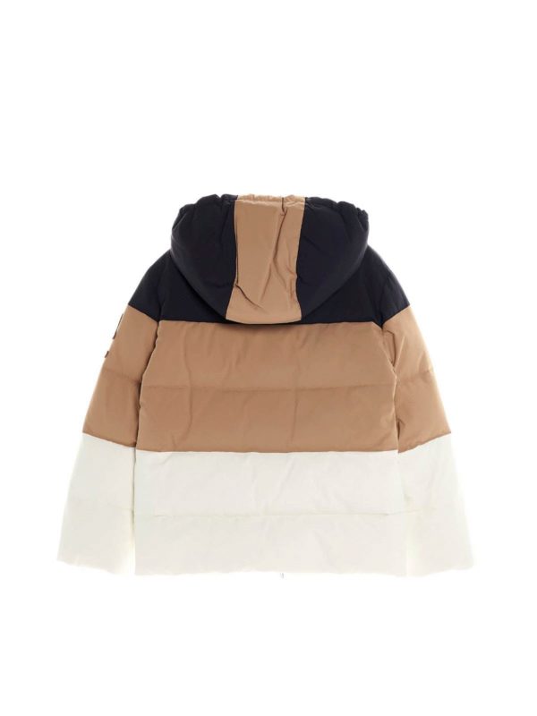 Padded coats Brunello Cucinelli - Color block down jacket in beige ...