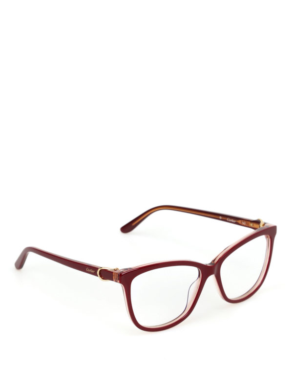 Glasses Cartier Burgundy Acetate Eyeglasses Ct0129o007