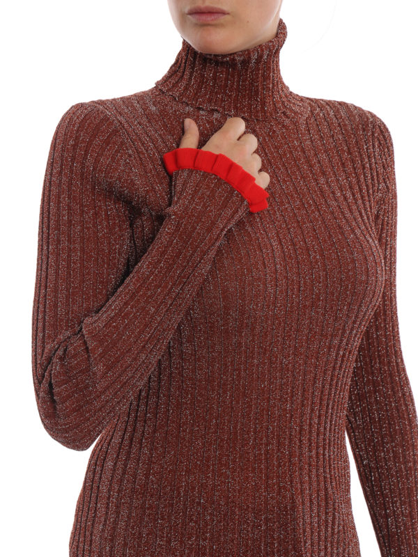 Chloe' All-over lurex inserts ribbed slim turtleneck | CHC18AMP57630237