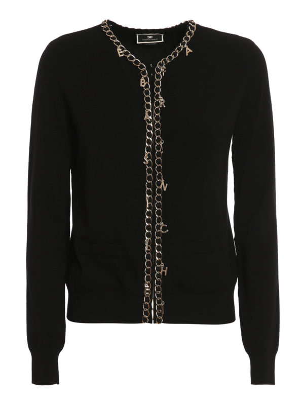 Elisabetta Franchi Chain detailed cardigan - Black | MK07S11E2110