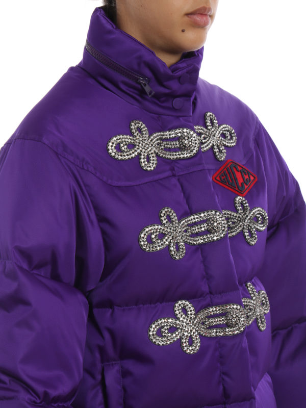 Padded jackets Gucci - Crystal frog fastener purple puffer jacket ...