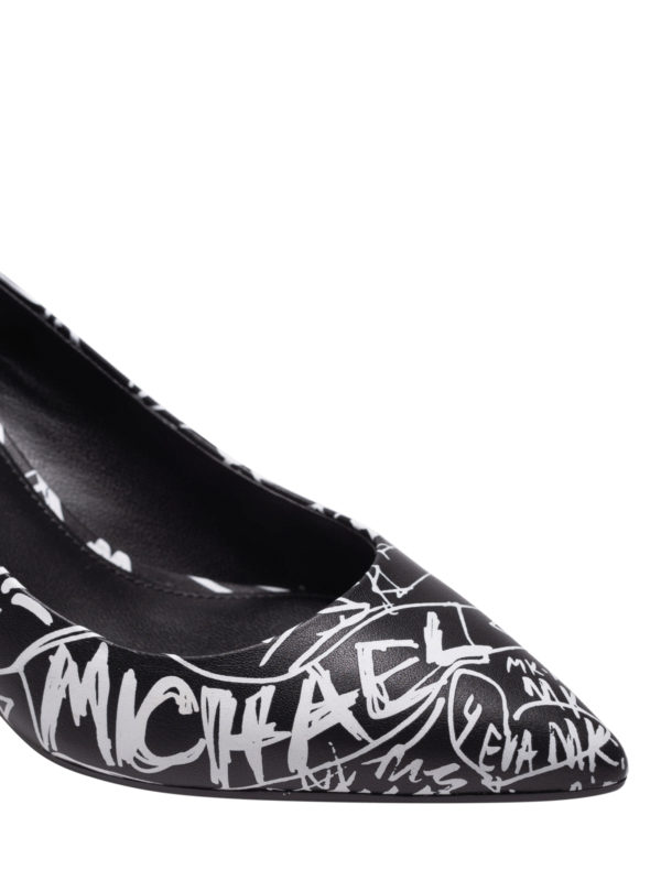 Michael Kors Flex graffiti printed leather kitten pumps 40T8MFMP1W002