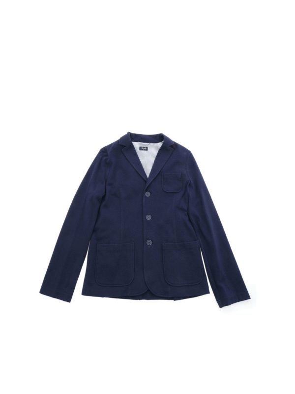 Blazers Il Gufo - Blue cotton piqué jacket - P20BF040M00984948