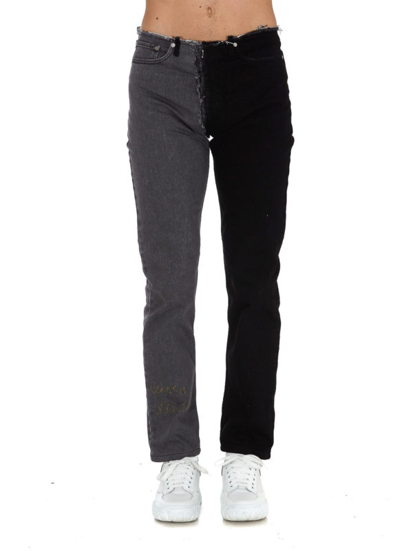 Straight leg jeans Maison Margiela - Two tone denim jeans ...