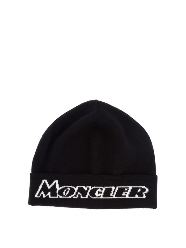 Beanies Moncler - Logo lettering intarsia wool beanie ...