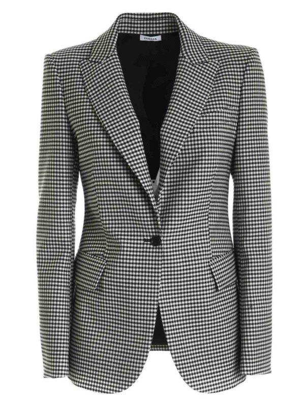 P.A.R.O.S.H. Vichy print jacket in black and white | LESTERD420053813