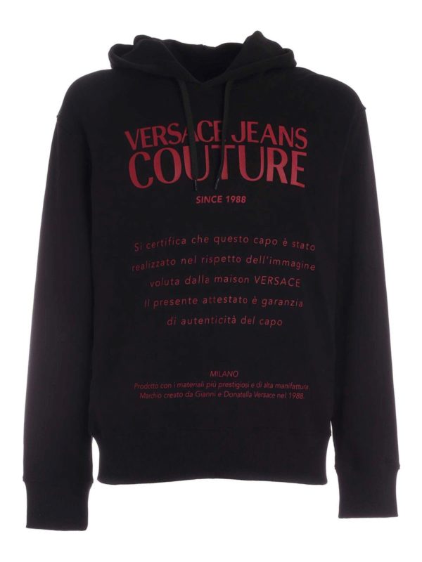 Versace Jeans Couture Logo label print sweatshirt in black ...