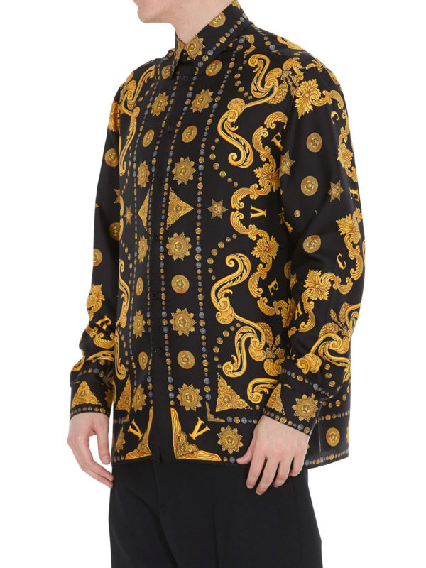 Versace Baroque print silk shirt - Black - Men | A84050A232646A7008