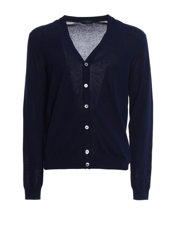 Zanone Light cotton dark blue cardigan - Men | 811823ZY318Z0542
