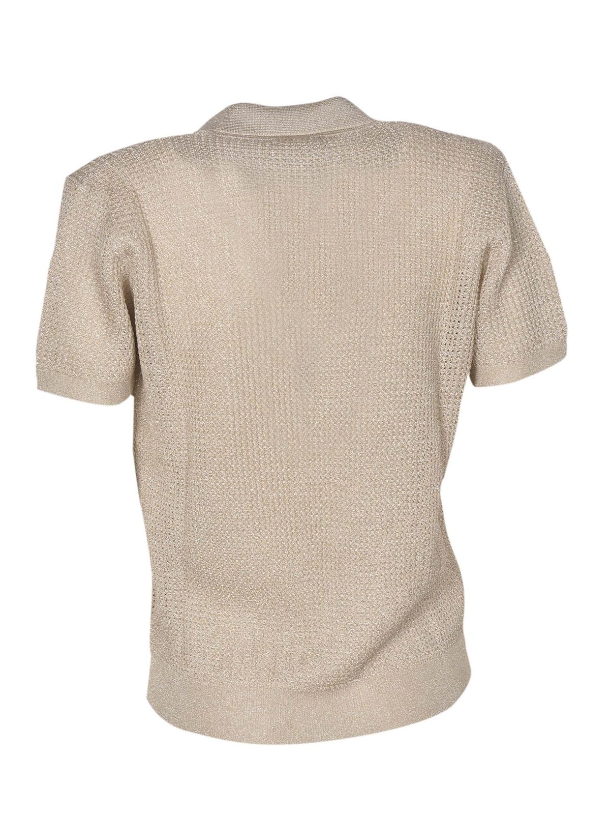 Roberto Collina Lurex polo shirt in gold color - Gold | E1332403