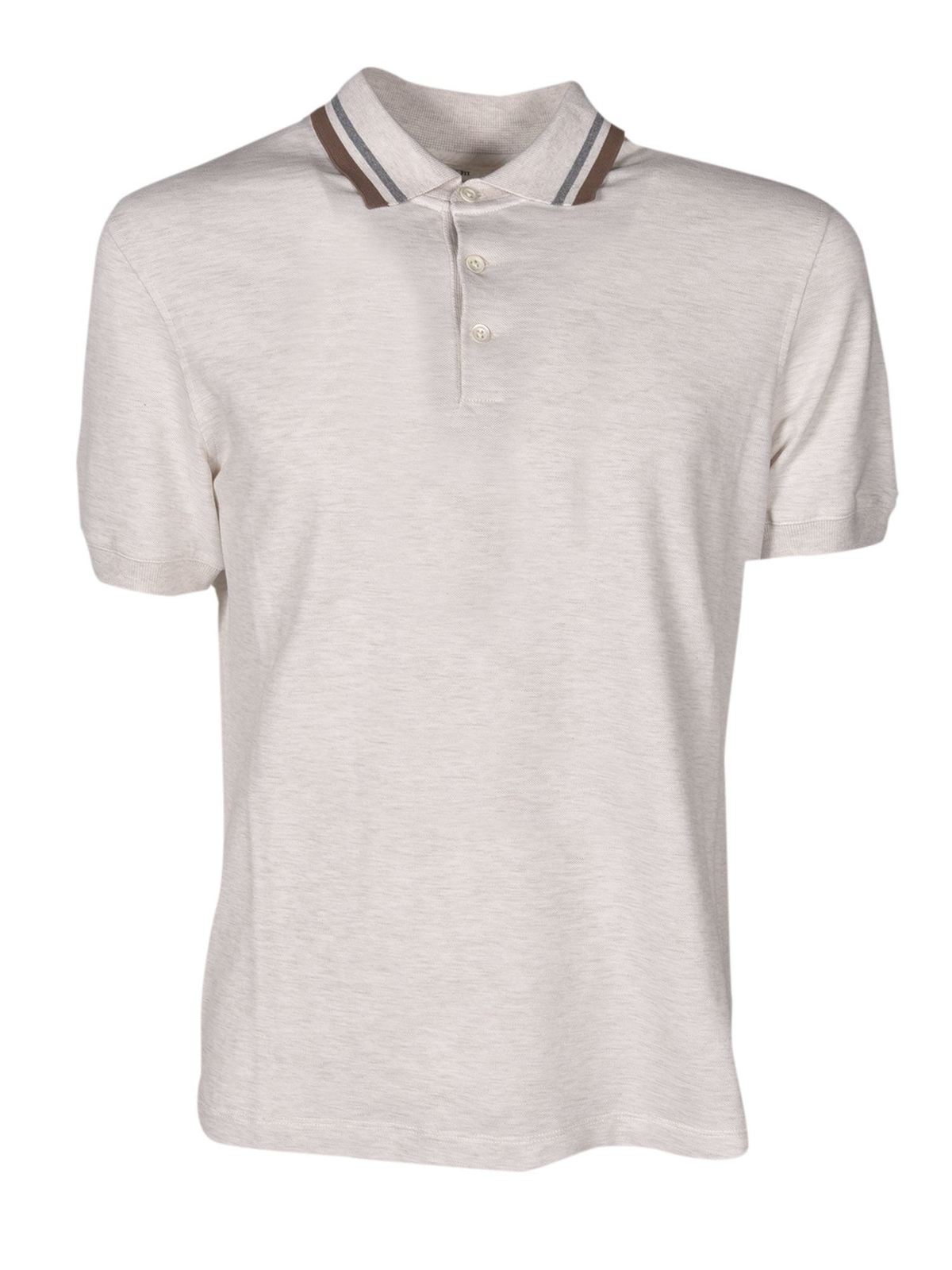 Polo shirts Brunello Cucinelli - Contrasting profile polo shirt in Oats ...