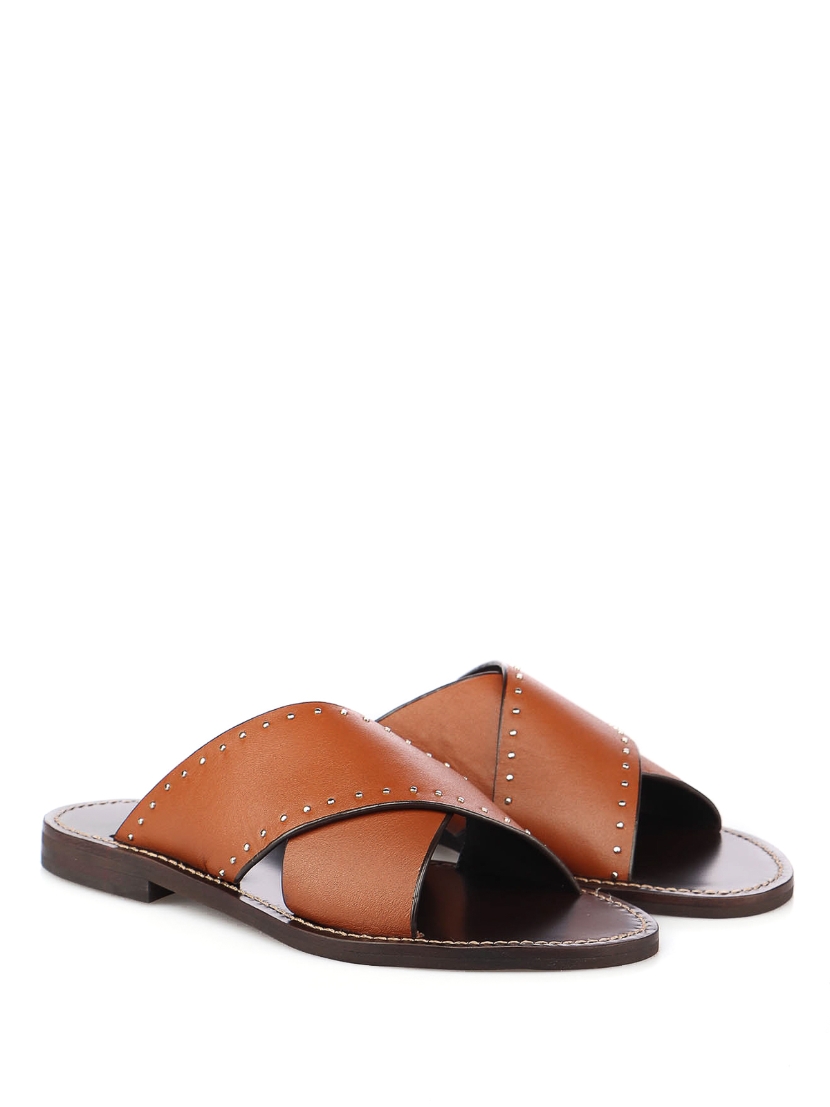 Sandals Twinset - Studded leather sandals - 211TCT05200057 | thebs.com