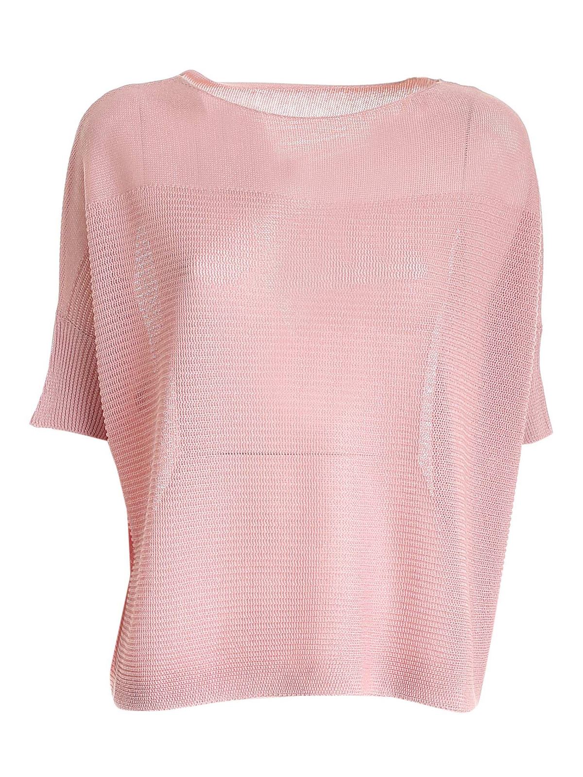 Boat necks Le Tricot Perugia - Boxy sweater in pink - 2681611092627