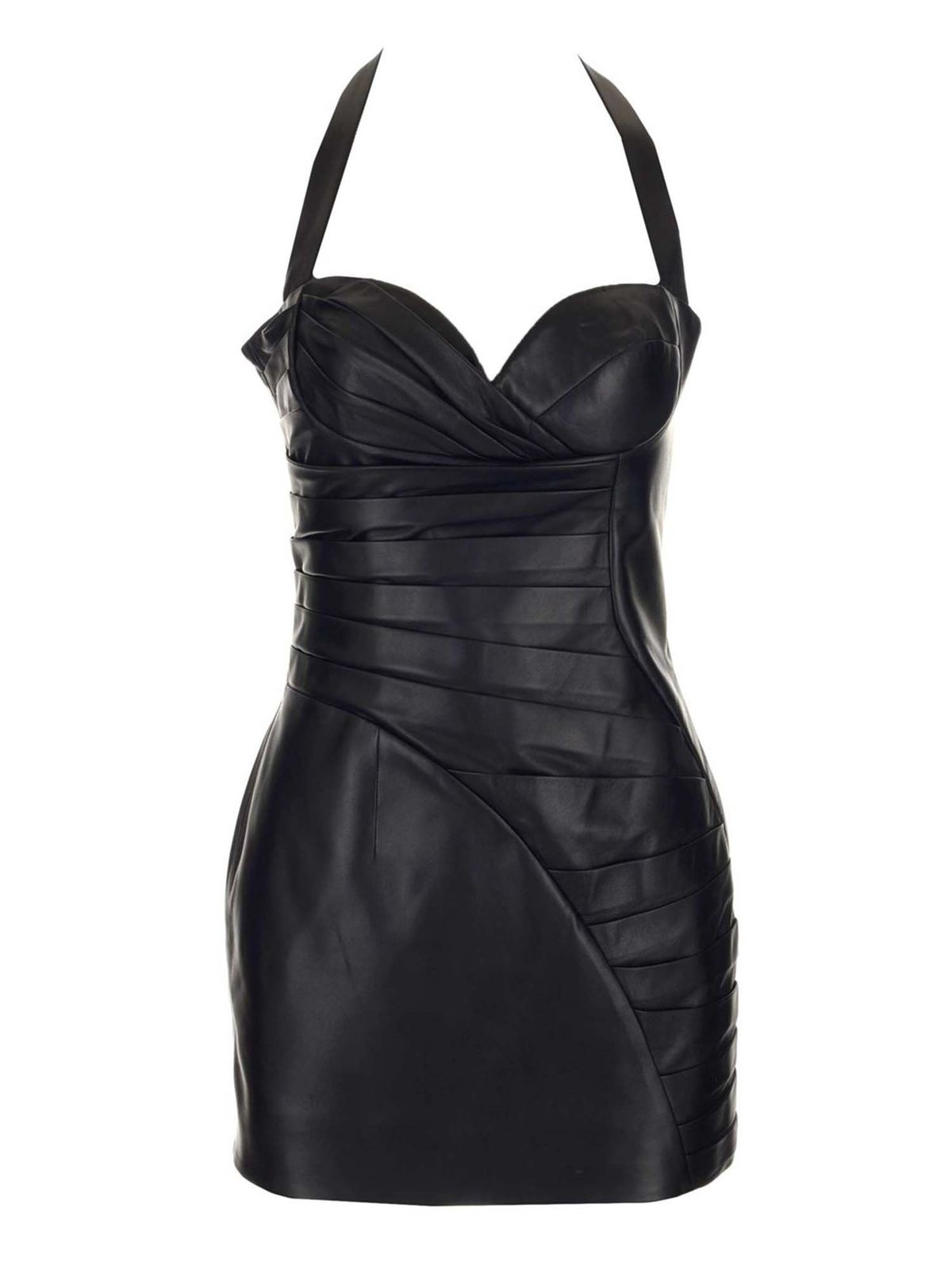 Balmain Short pleated dress in black - Black | VF16076L0620PA
