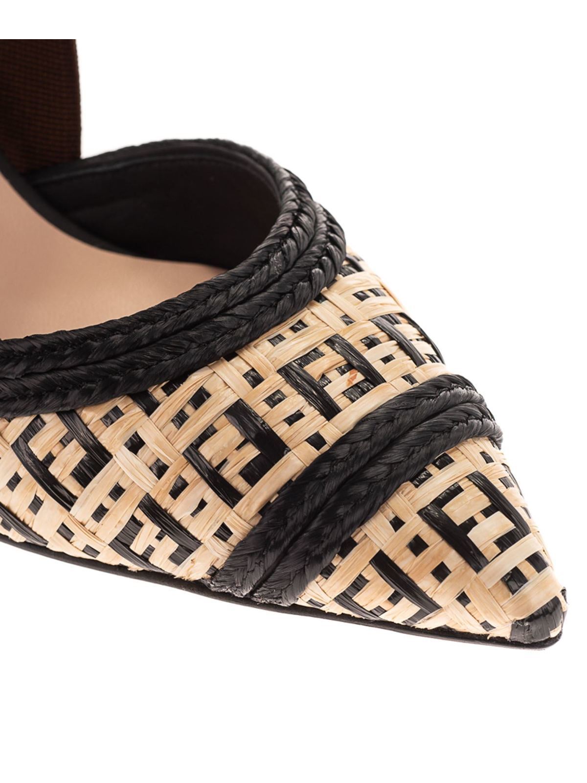 Fendi FF logo slingbacks in beige and black | 8J8097AEH9F1D1U