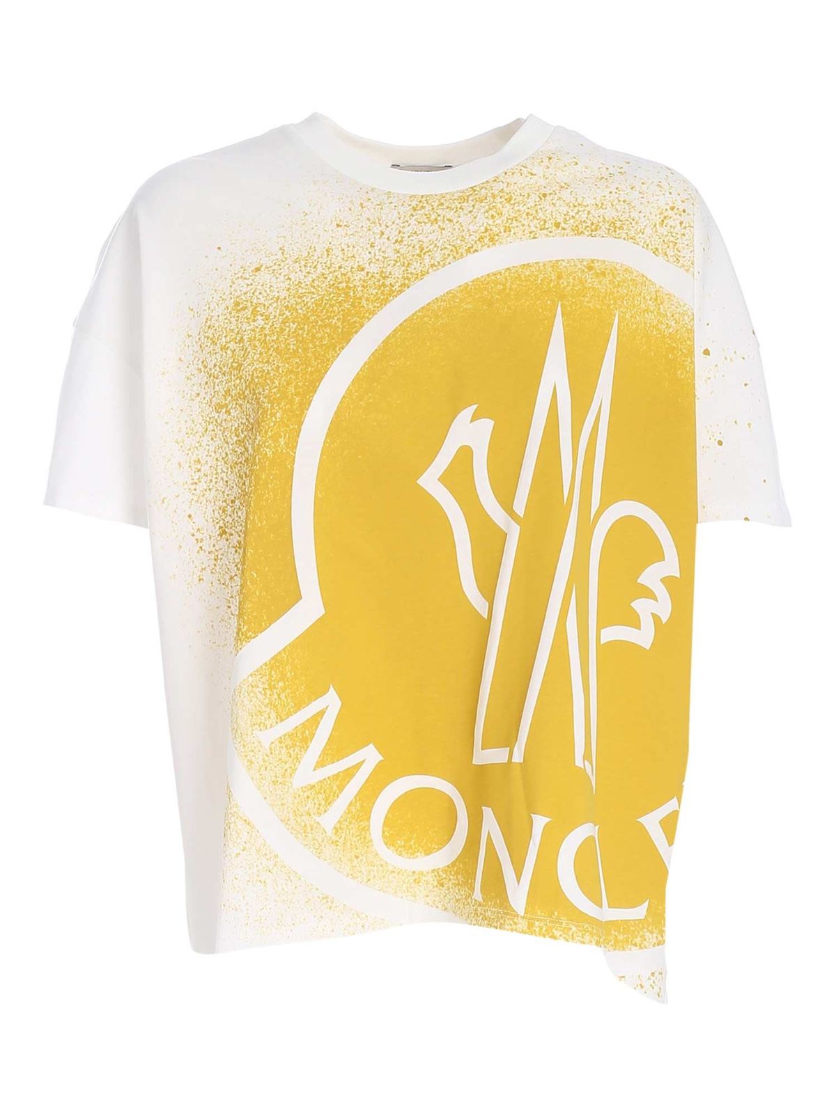 Moncler Gradient logo T-shirt in white and ocher colo | 8C7B310829FB086