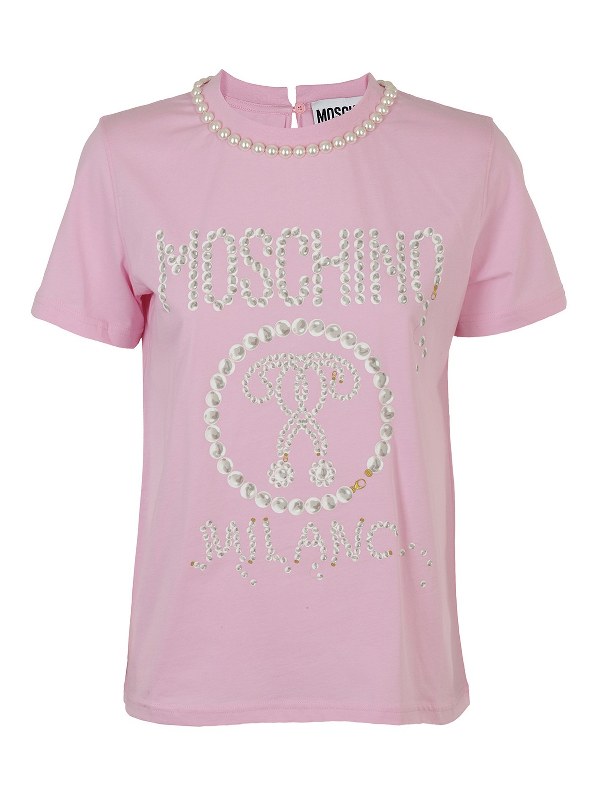Moschino Pearls Double Question Mark T-shirt - Pink | 070654402224