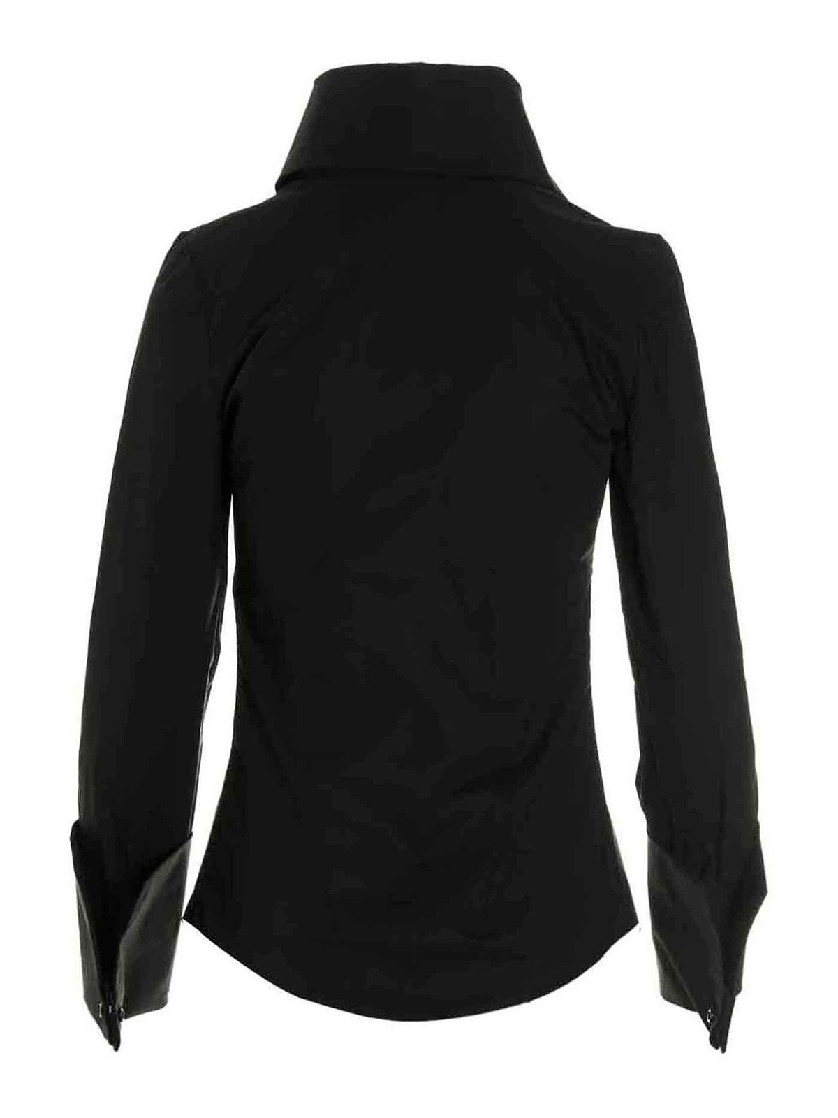 Balossa Wide collar shirt - Black - Women|BA017BLACK | thebs.com