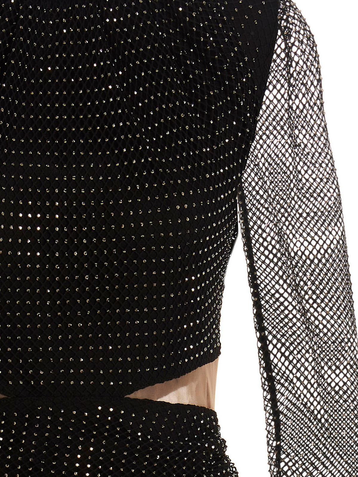 Self Portrait Rhinestone fishnet dress - Black | AW22145BLACK
