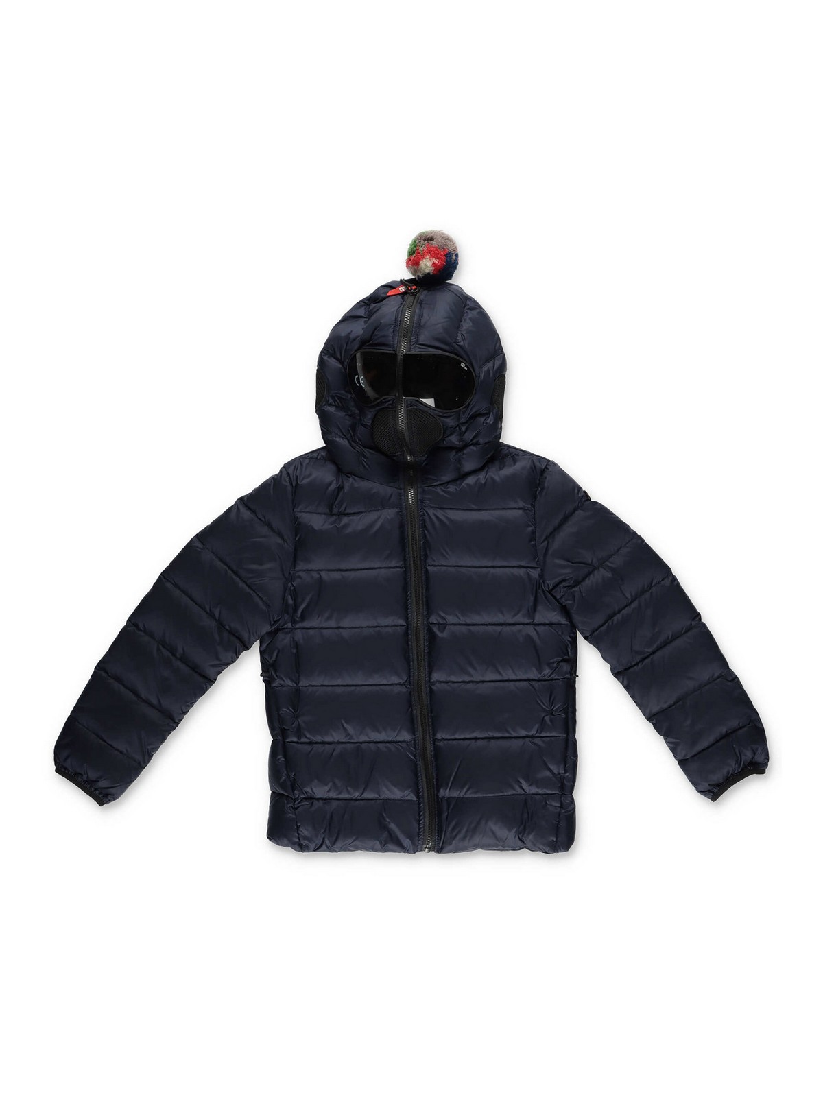 Ai Riders On The Storm Navy blue nylon down feather jacket with hood ...