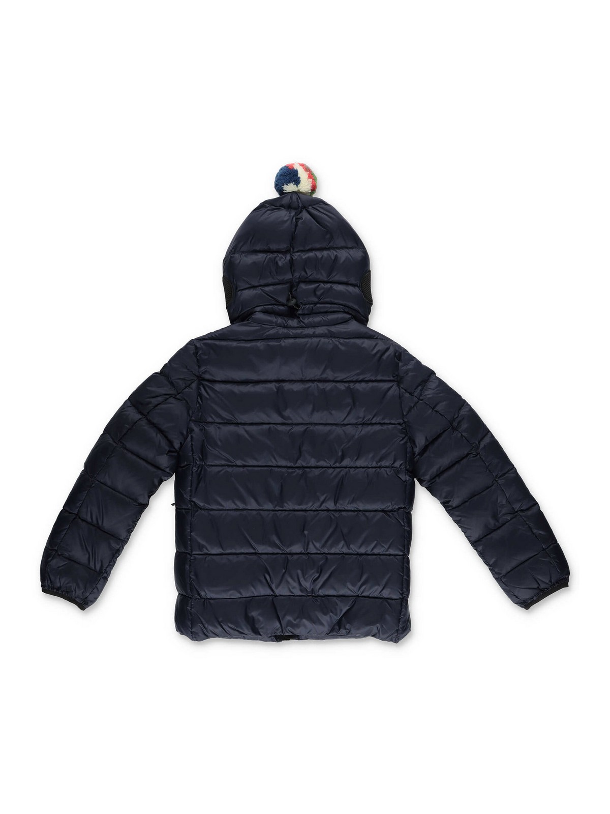 Ai Riders On The Storm Navy blue nylon down feather jacket with hood ...