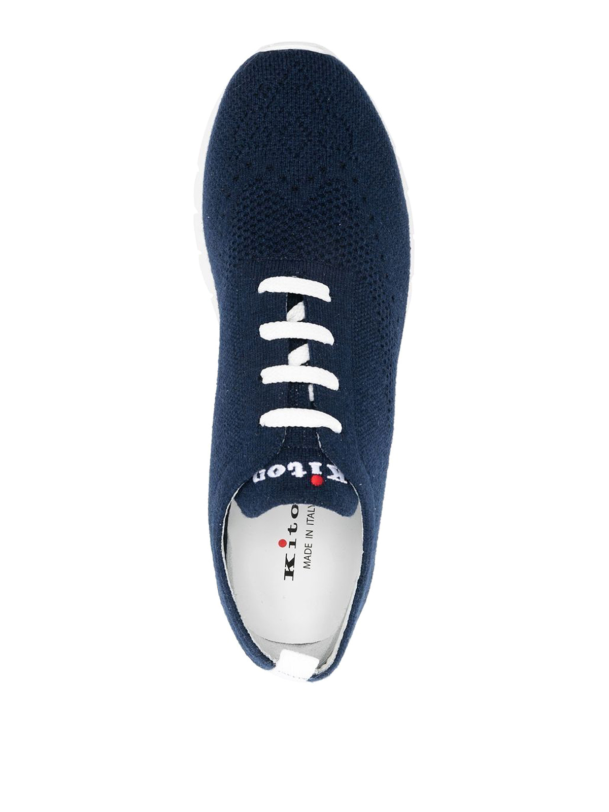 Kiton Logo-embroidered knitted sneakers - Blue | USSCLAWN008482500K