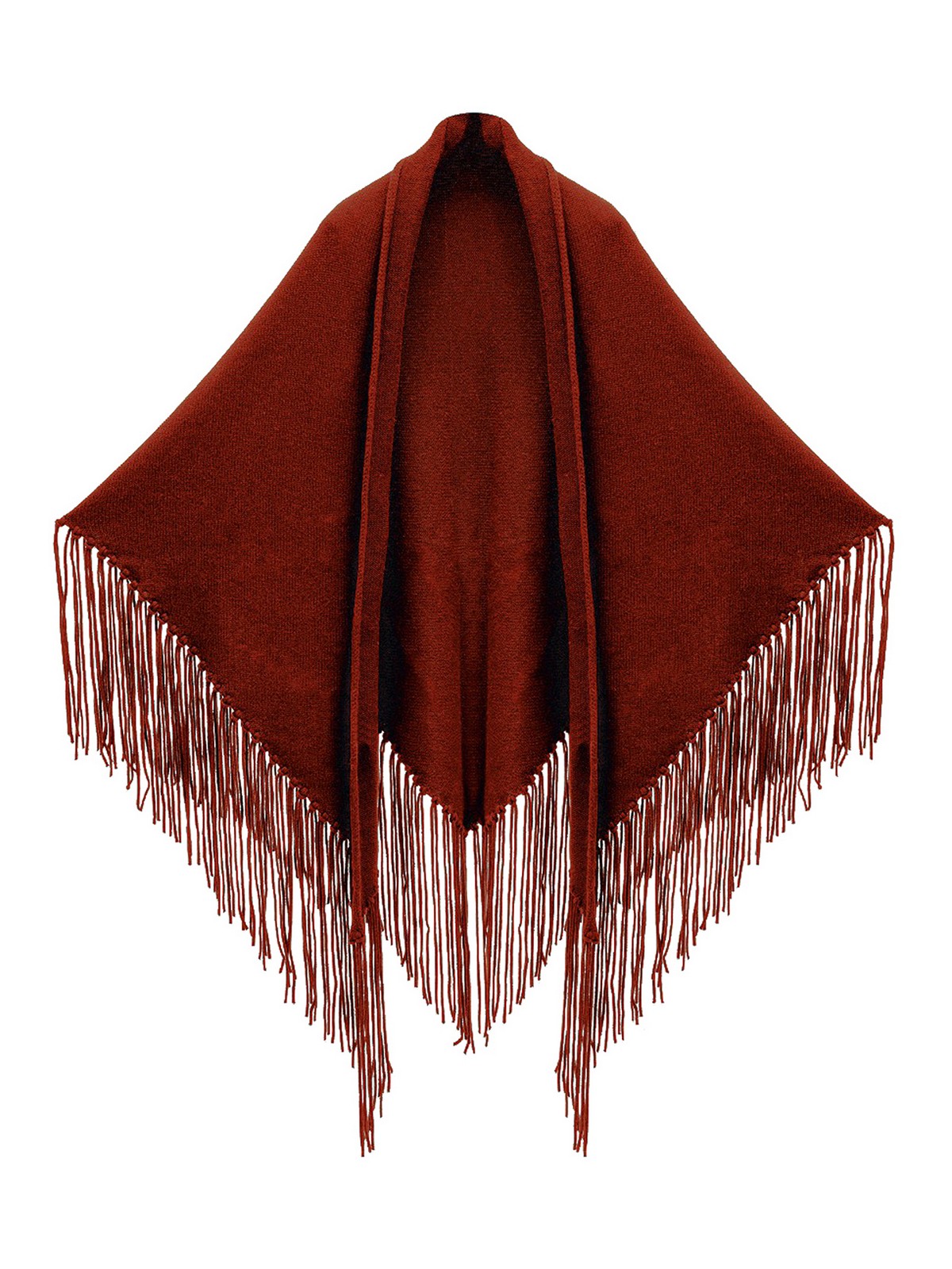 Malo Fringed cashmere cape - Red - Women | DTH019F1A02E2676
