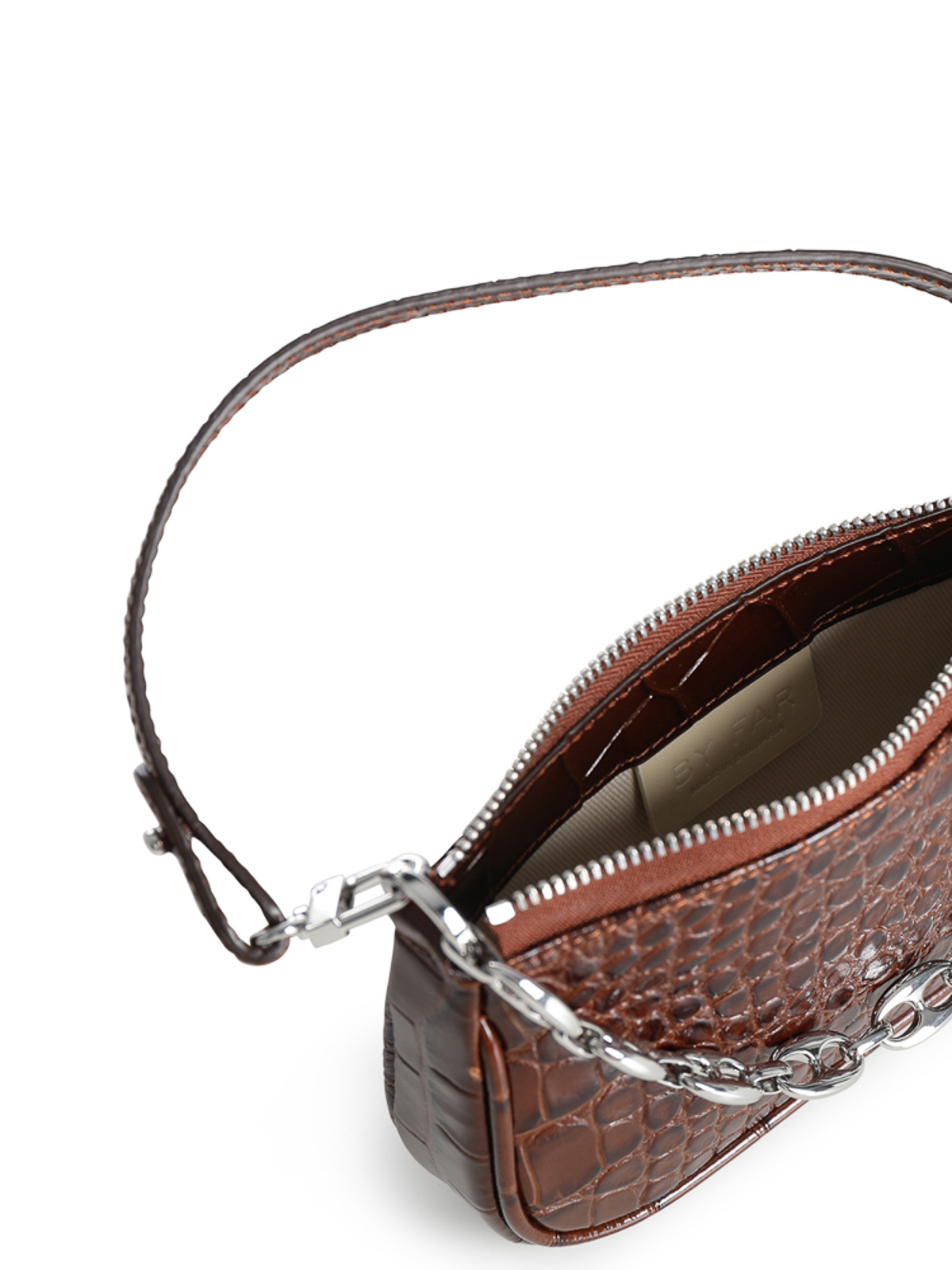 By Far Mini Rachel croco print shoulder bag | MINIRACHELNUTELLA