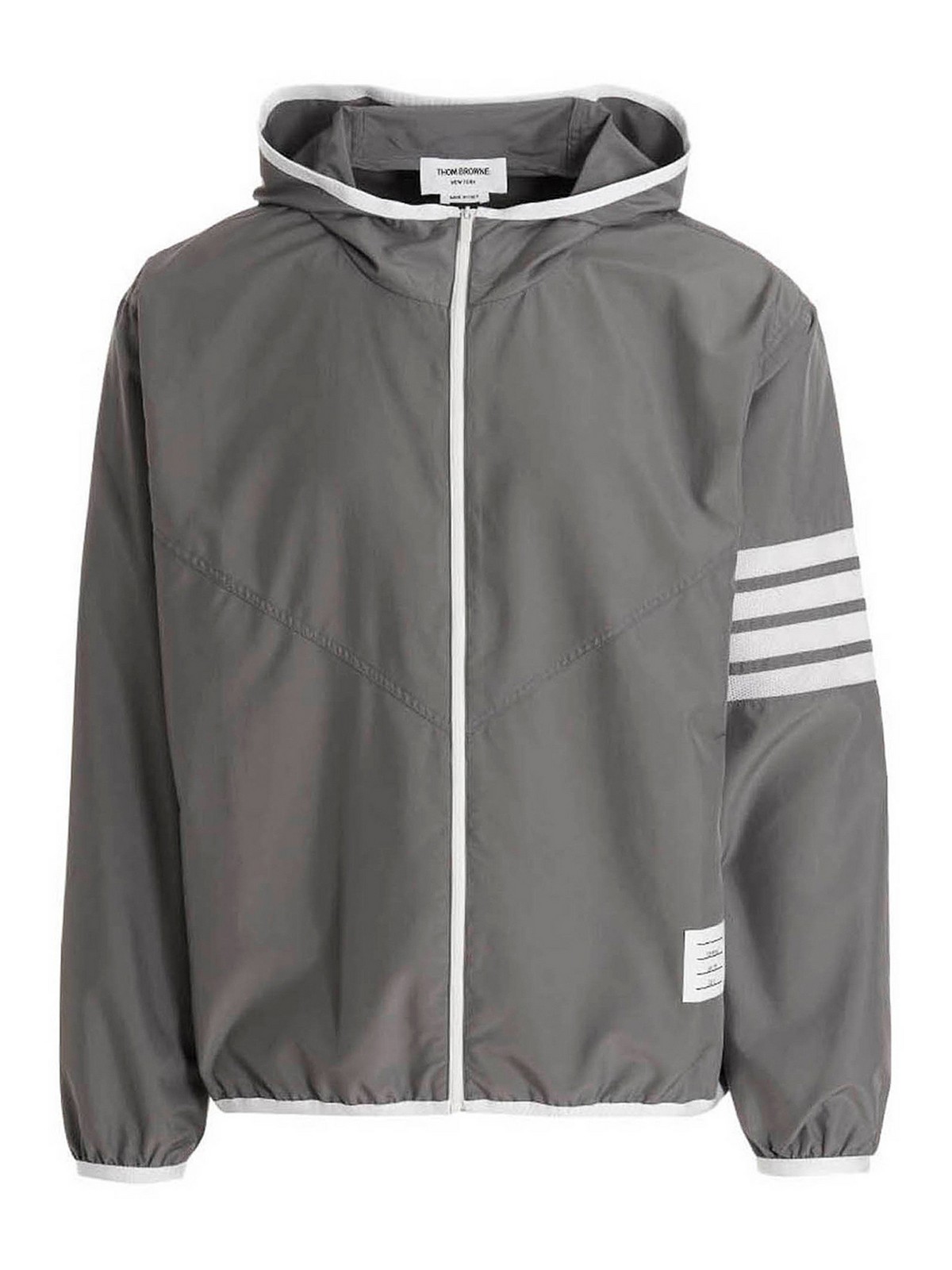 Casual jackets Thom Browne - 4 bar k-way in tech fabric with hood ...