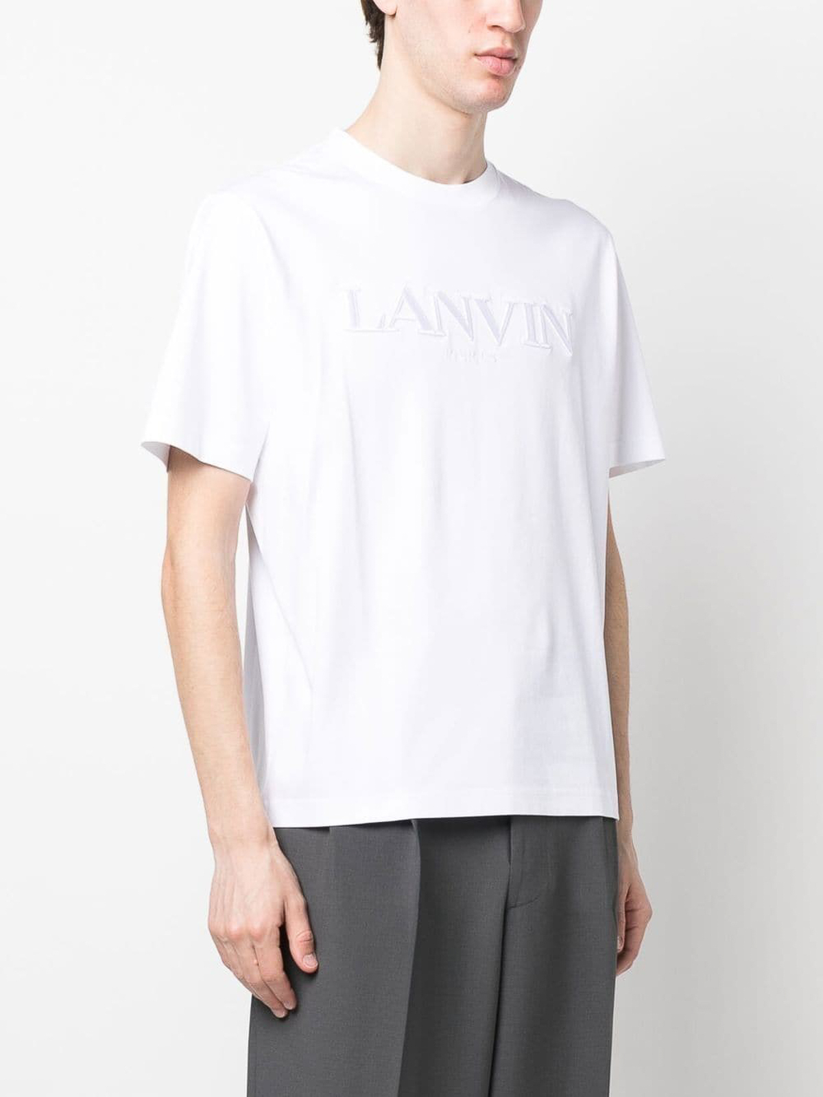 Lanvin Logo embroidery Tee - White - Men | RMTS0005J208P2301
