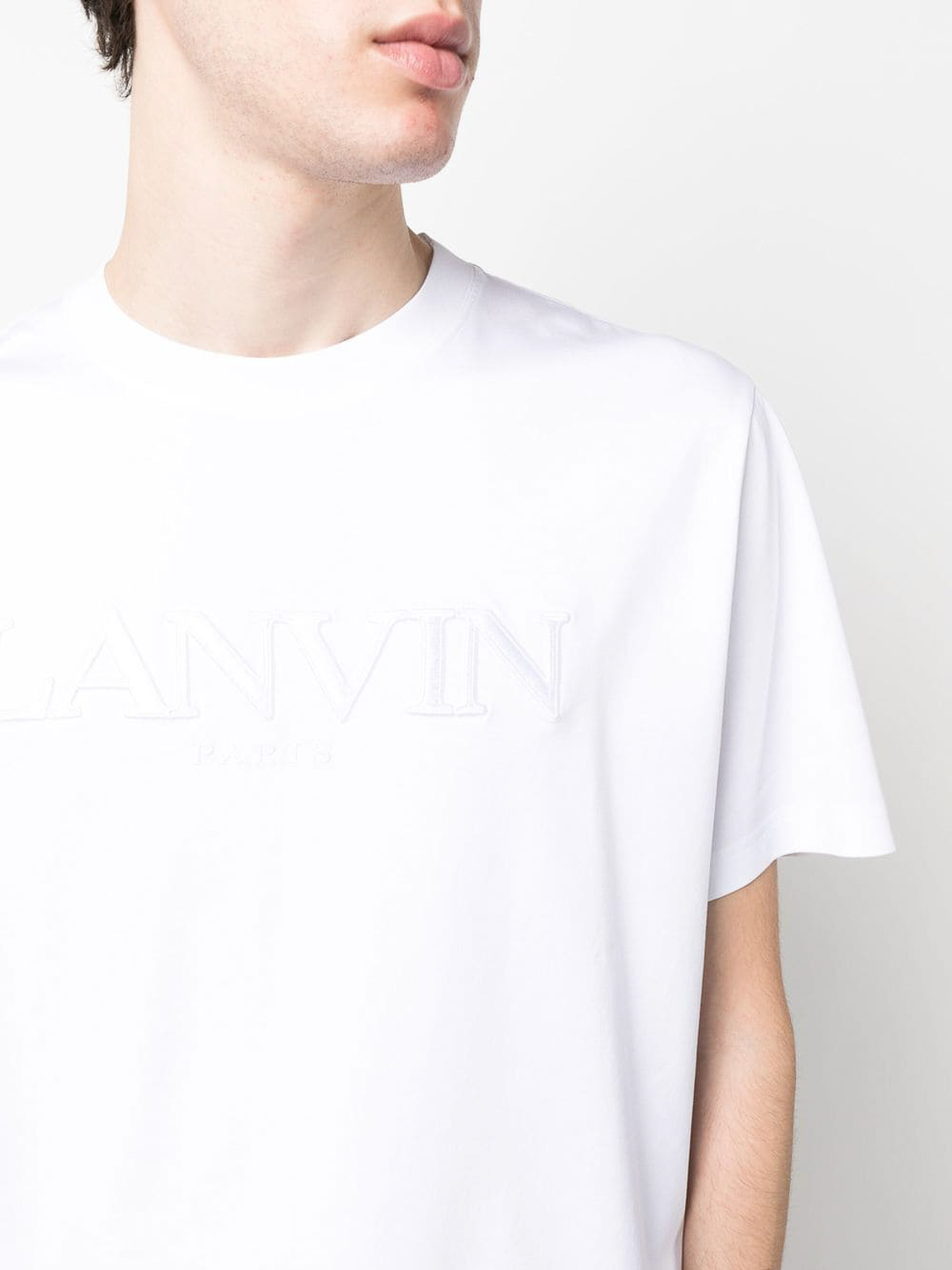 Lanvin Logo embroidery Tee - White - Men | RMTS0005J208P2301