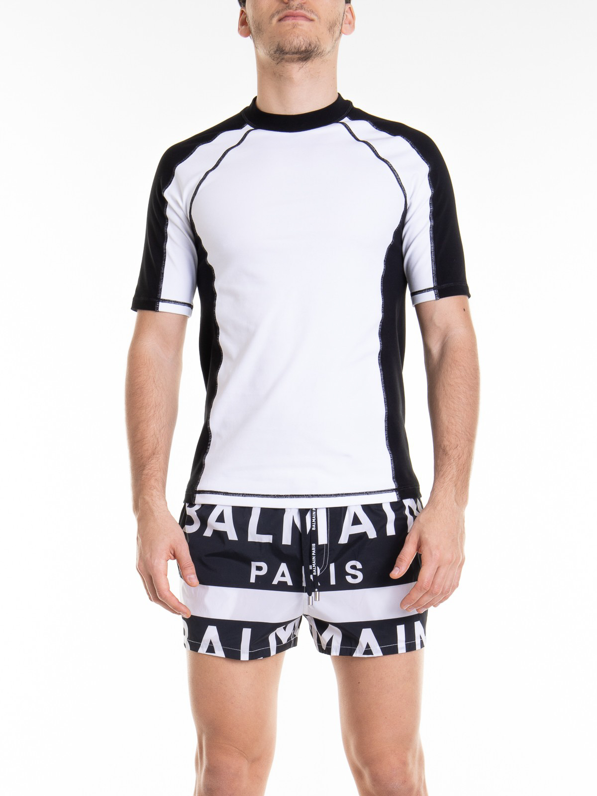 Balmain Double color crew neck T-shirt - White | BWM35093010012100