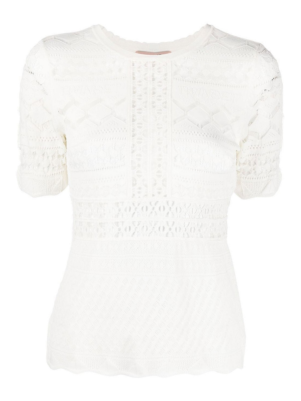 Twinset Pointelle knitted shortsleeved top | 231TP3160S1714600282
