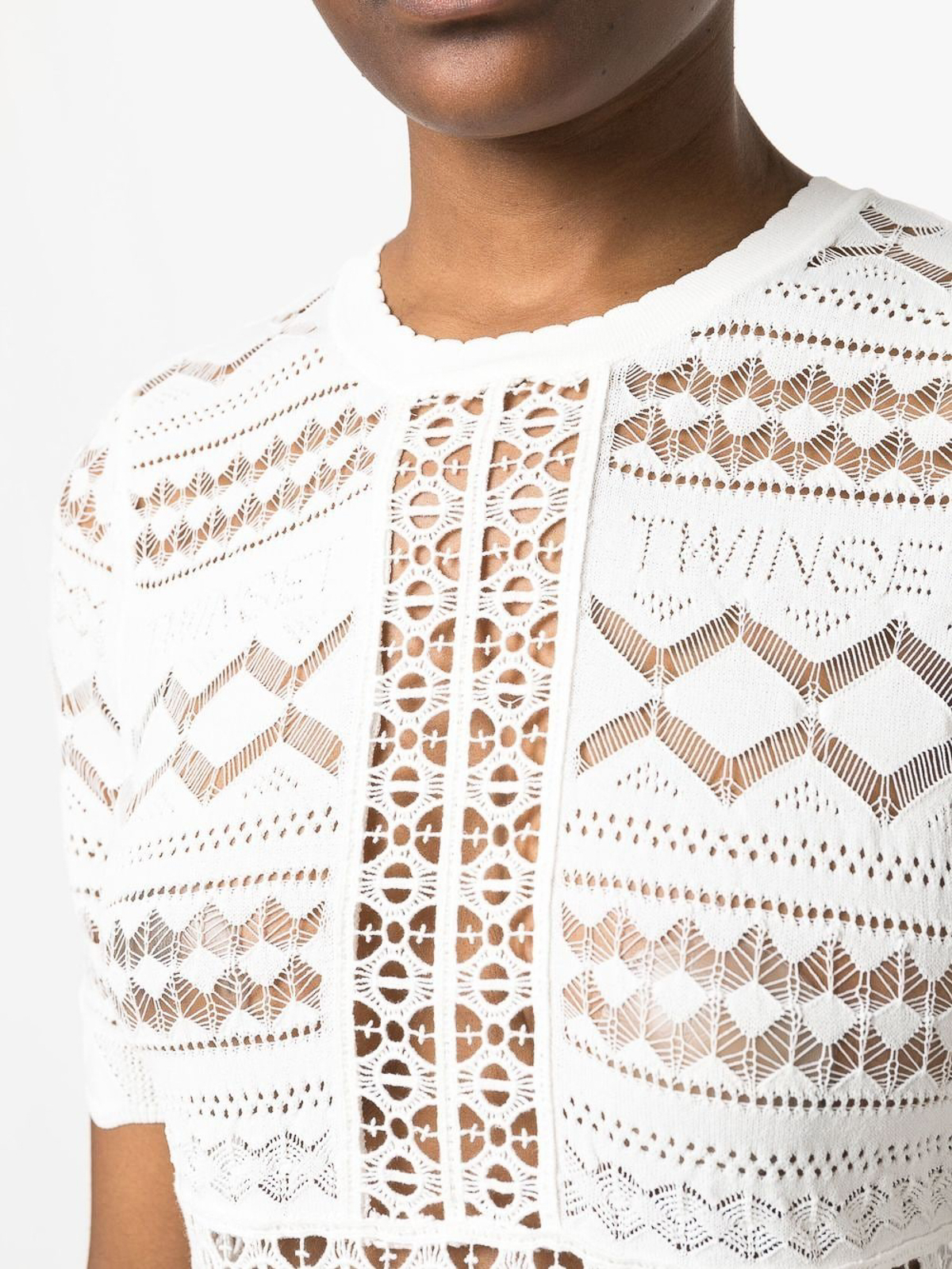 Twinset Pointelle knitted shortsleeved top | 231TP3160S1714600282