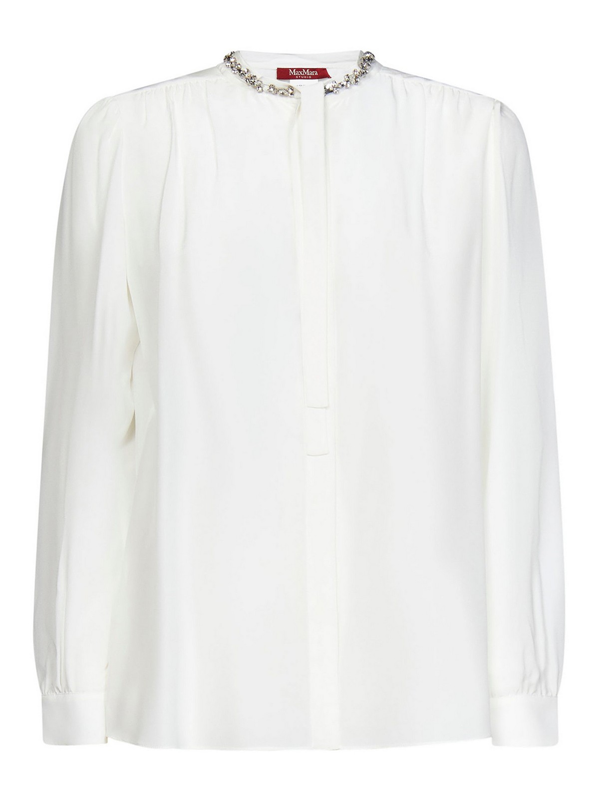 Blouses Max Mara - Crystal detailed silk blouse with lavalière ...
