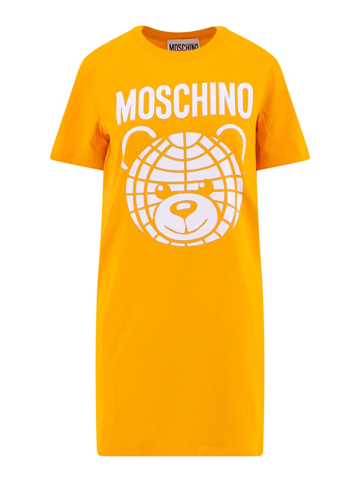 Moschino Cotton dress with frontal logo - Yellow | 043105413029