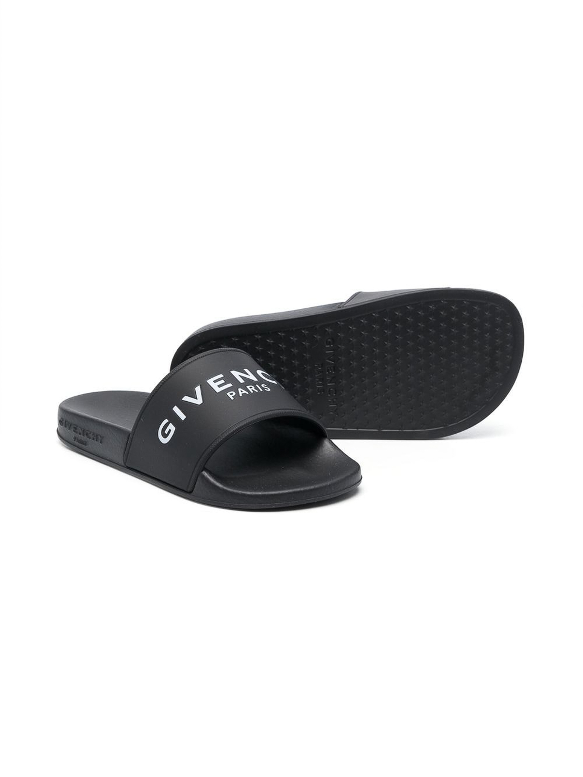 Flat shoes Givenchy - Logo-print slides - H2908809B | Shop online at THEBS