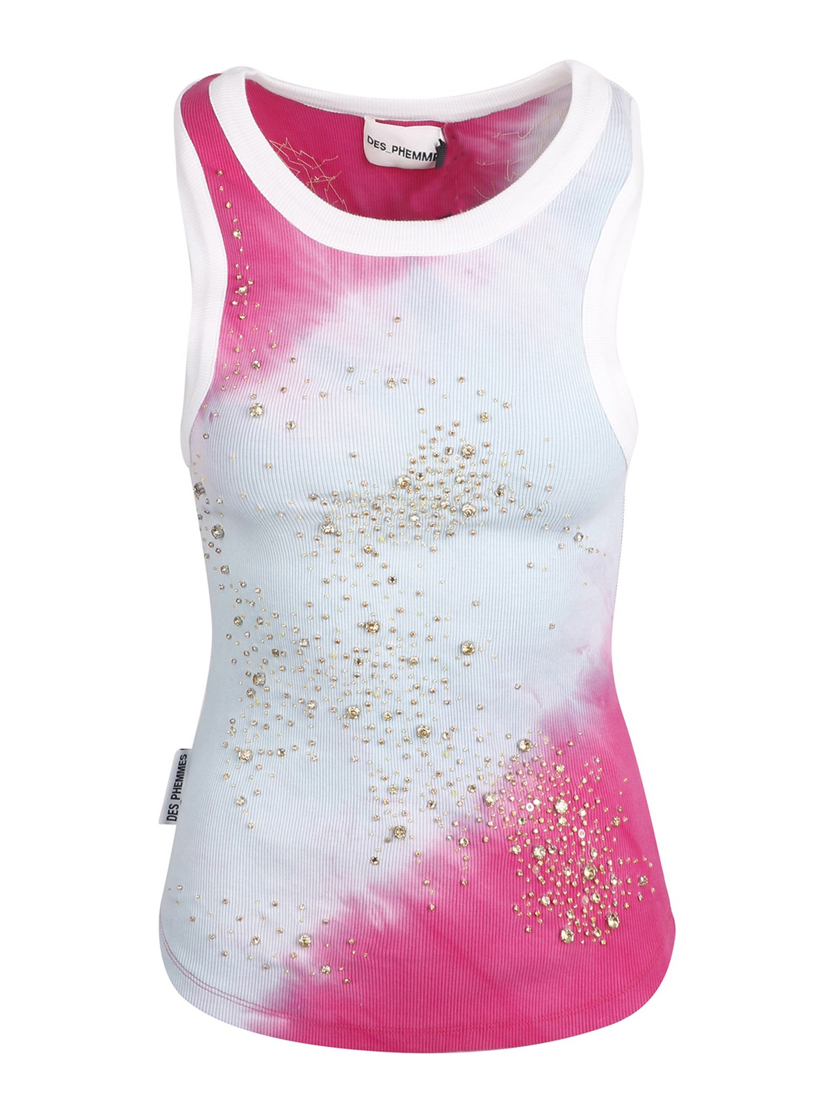 Des Phemmes Gradient effect tank top with crystals | DP438T5273