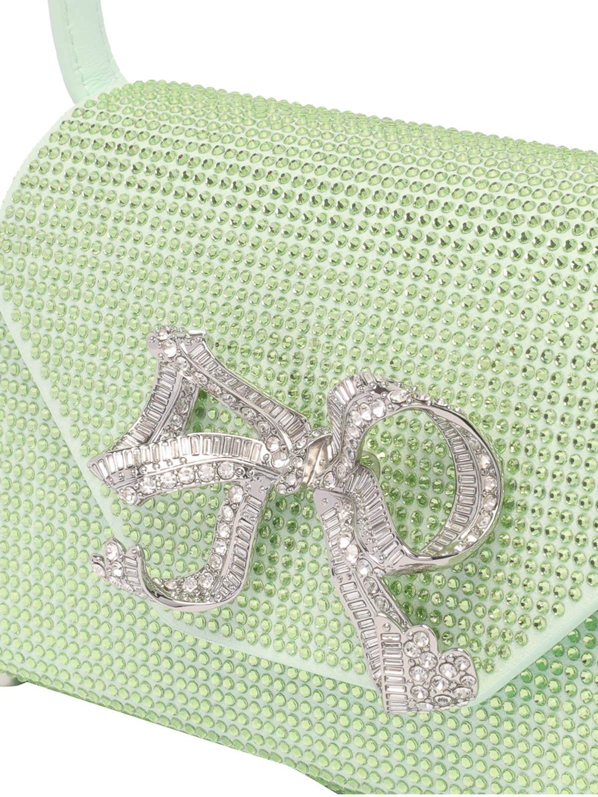 Self Portrait Rhinestone bow mini shoulder bag - Green | 306GREEN